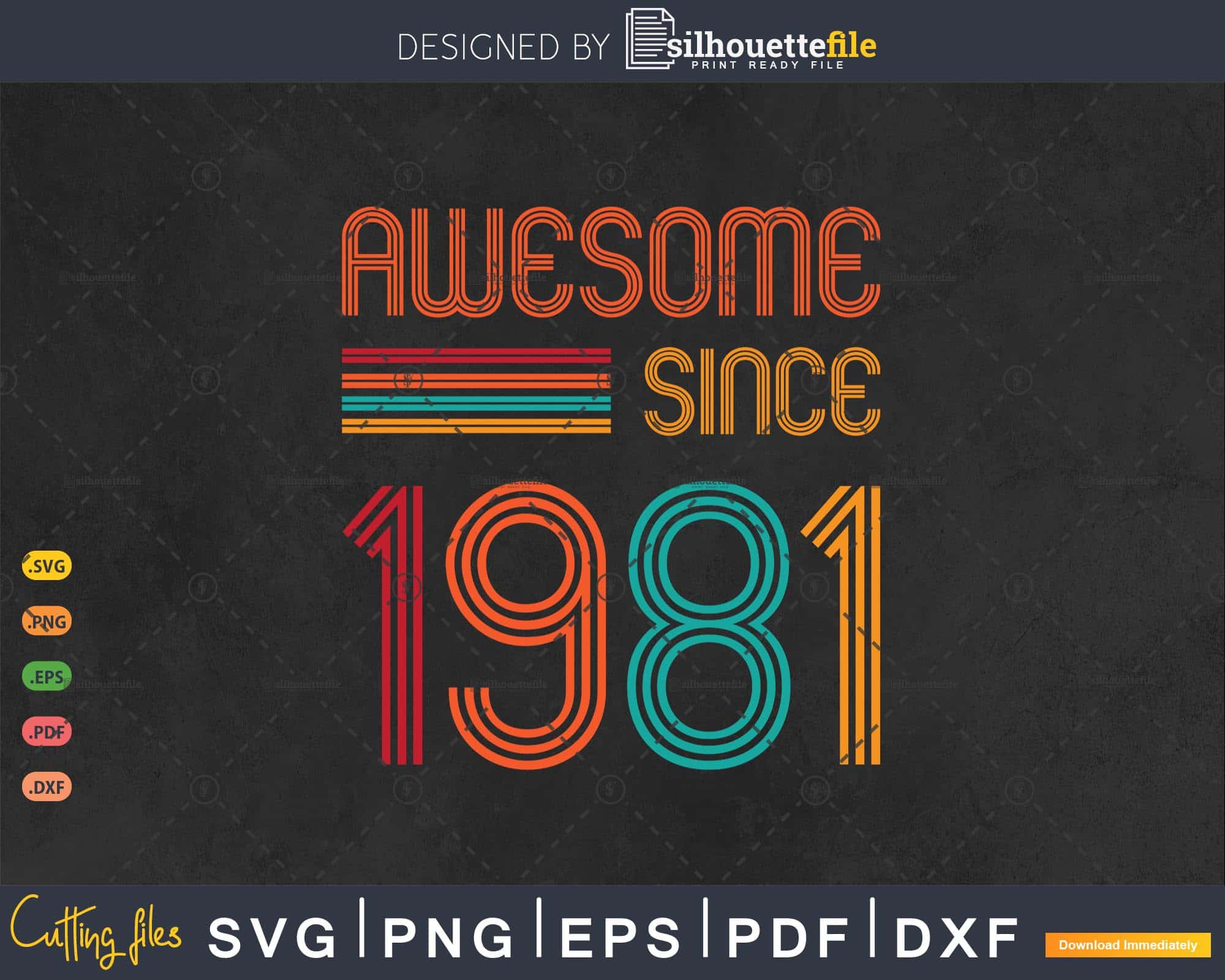 Awesome Since 1981 42nd Birthday Retro Svg Vector T-shirt Designs ...