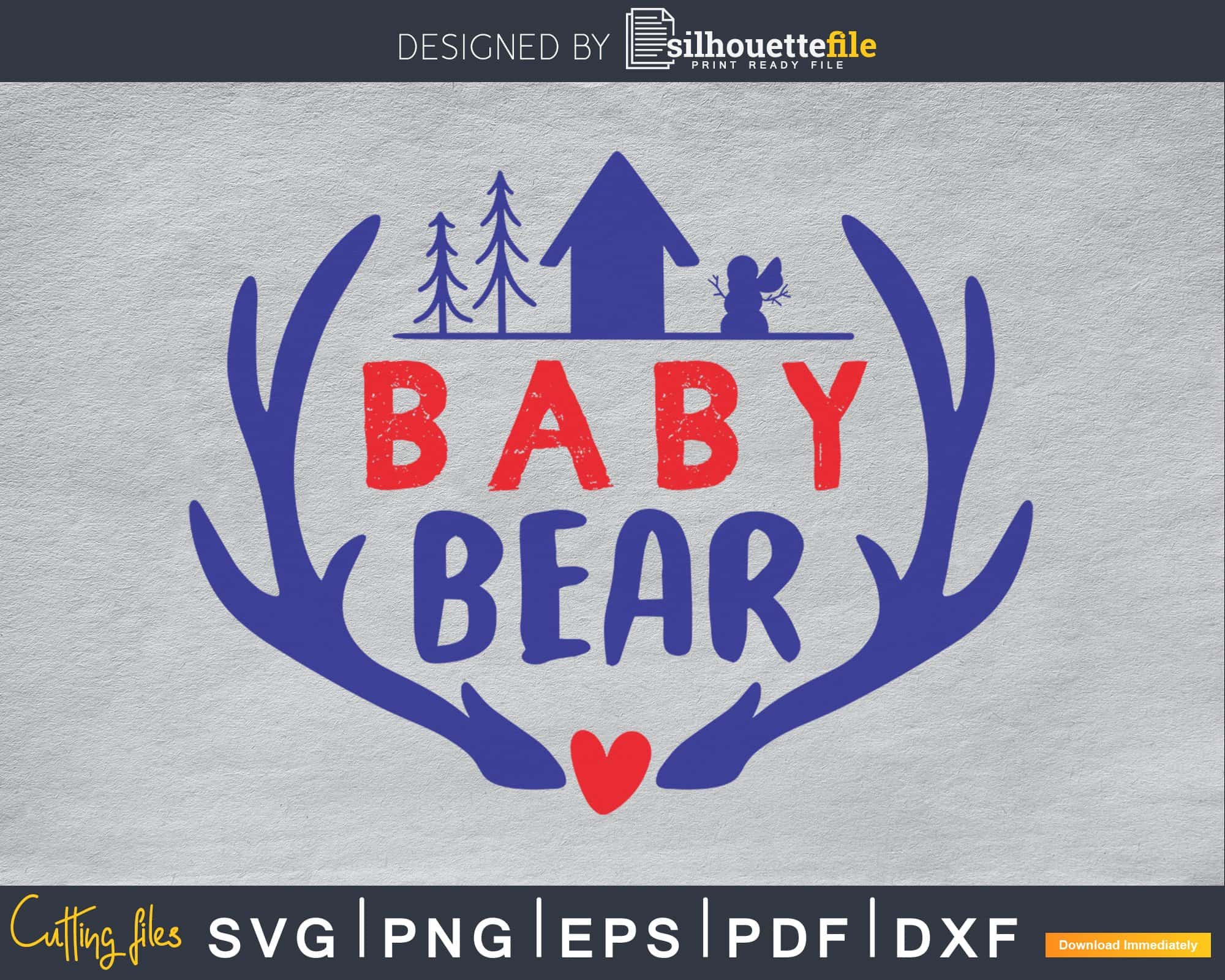 Baby Bear SVG PNG digital cricut printable file | SilhouetteFile