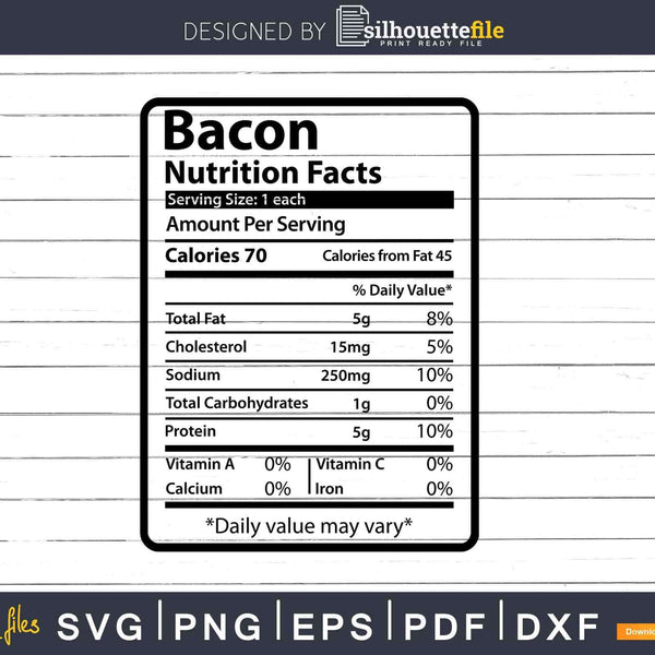Bacon Nutrition Label