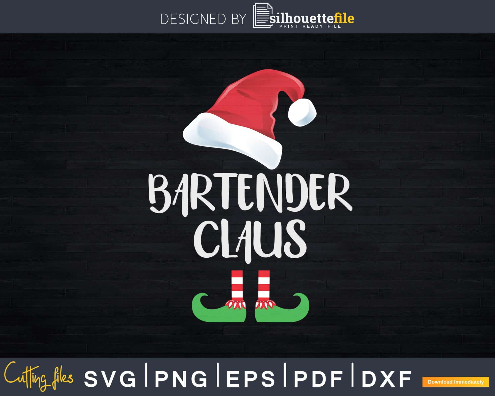 Bartender Claus Funny Santa Claus Hat Svg Png Dxf Cricut Files ...