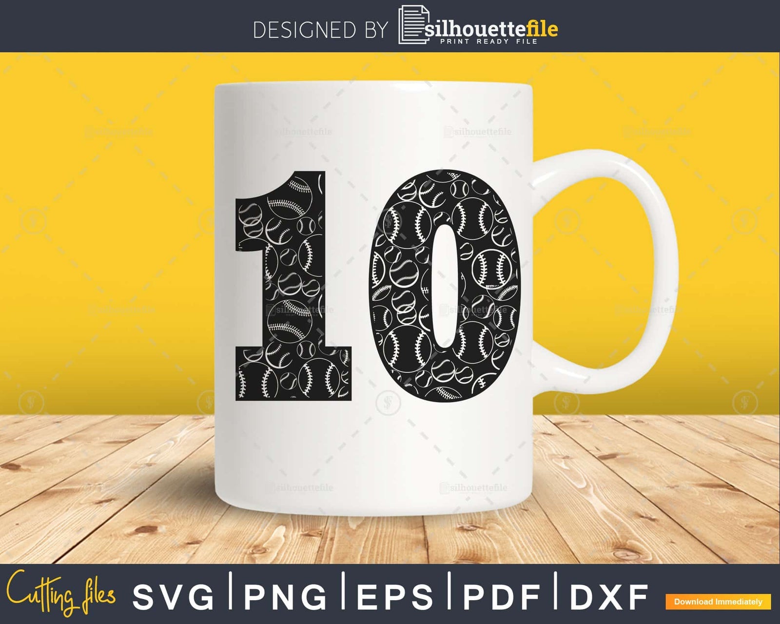 Baseball jersey numbers 10 svg PNG dxf eps cut file for | Silhouettefile