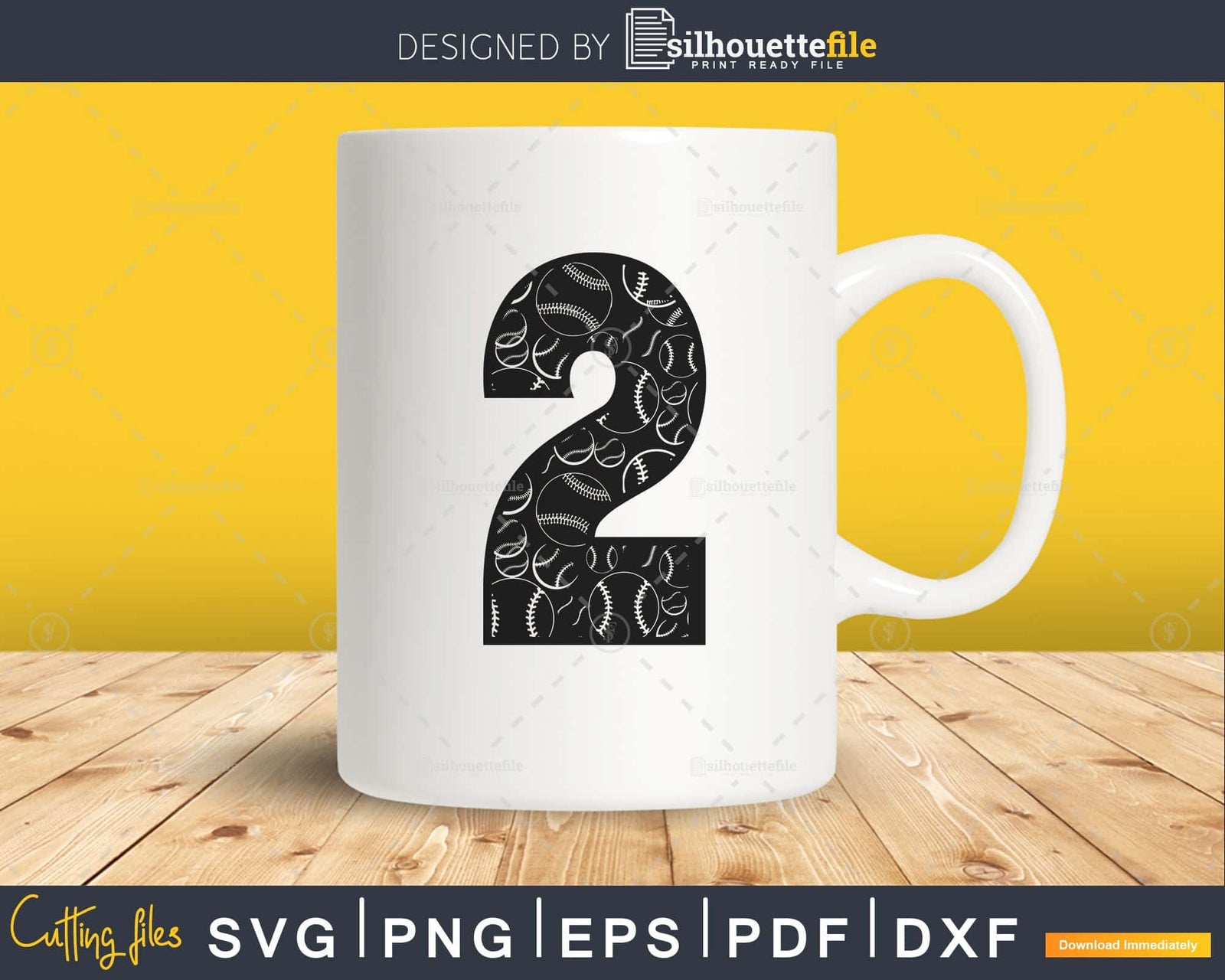 Baseball jersey numbers 2 svg PNG dxf cut file for cricut | Silhouettefile