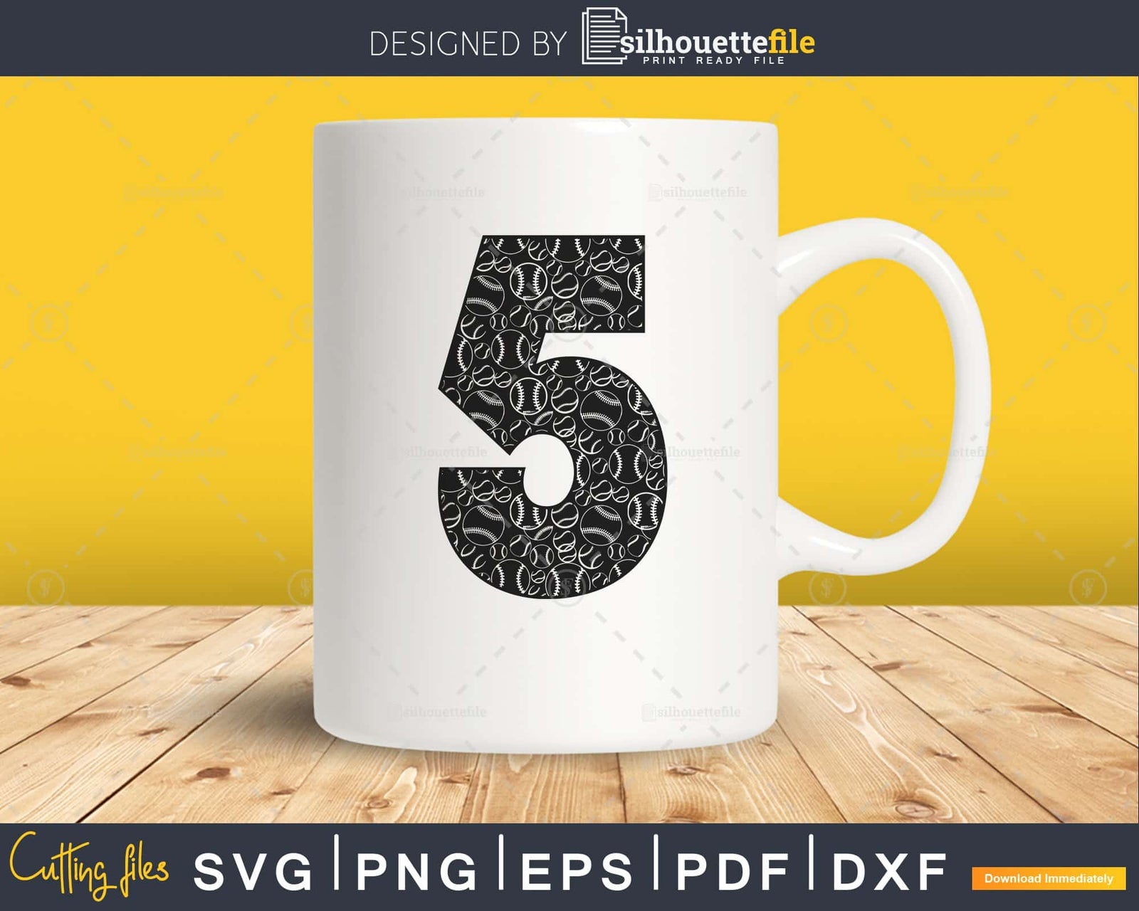 Baseball jersey numbers 5 svg PNG dxf eps cutting craft file ...