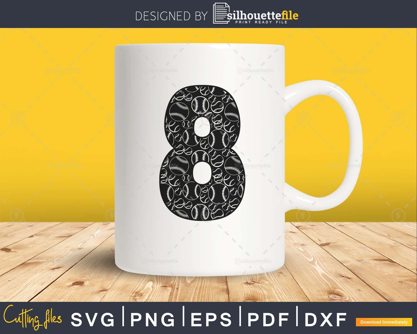 Baseball jersey numbers 8 svg PNG dxf eps cutting file craft ...