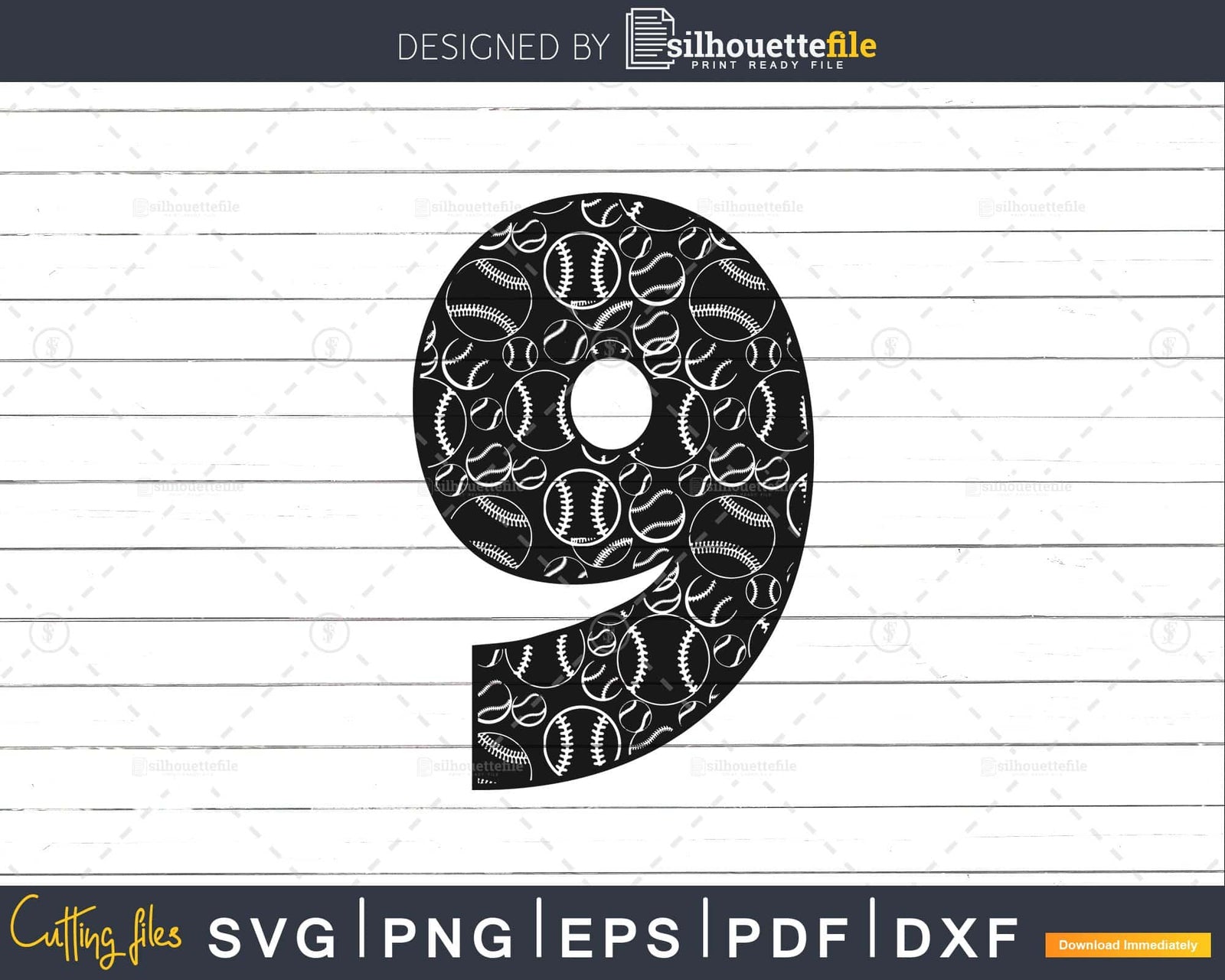Baseball jersey numbers 9 svg PNG dxf eps cutting file for | Silhouettefile