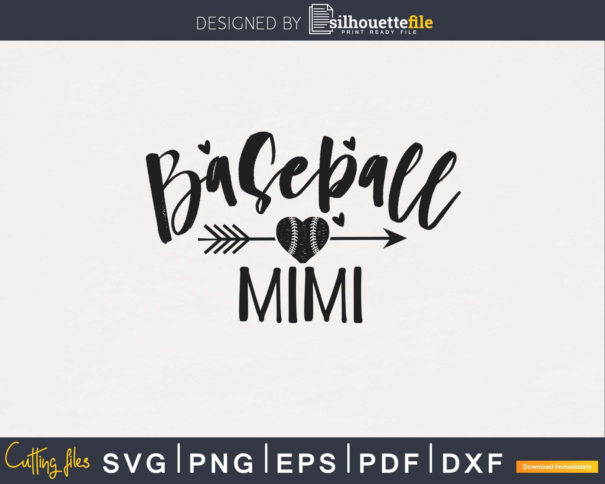 Baseball mimi svg png silhouette cut cutting digital files | Silhouettefile