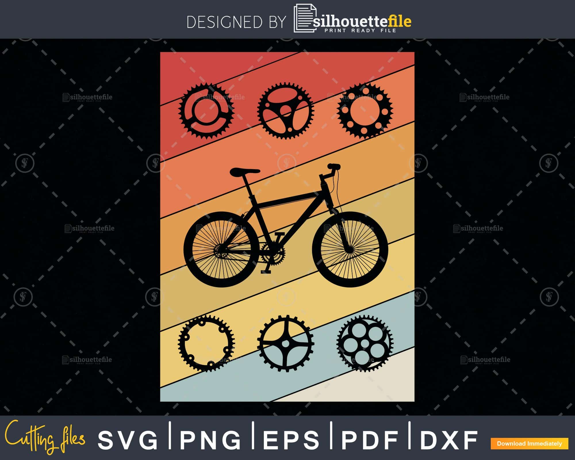 Biking Cycling Vintage Retro Bicycle Parts Cyclist Gifts svg cut files ...