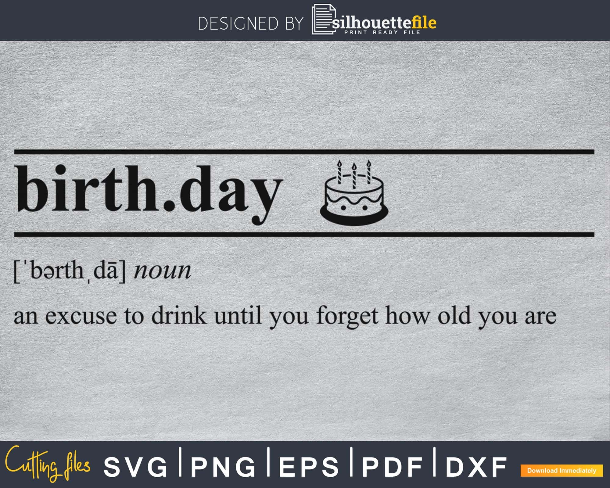 Birthday definition svg printable file | Silhouettefile