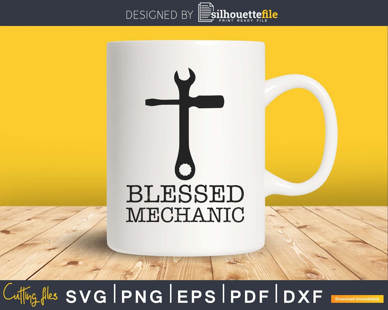 Blessed Mechanic Garage Tool Husband Christian svg png dxf | Silhouettefile