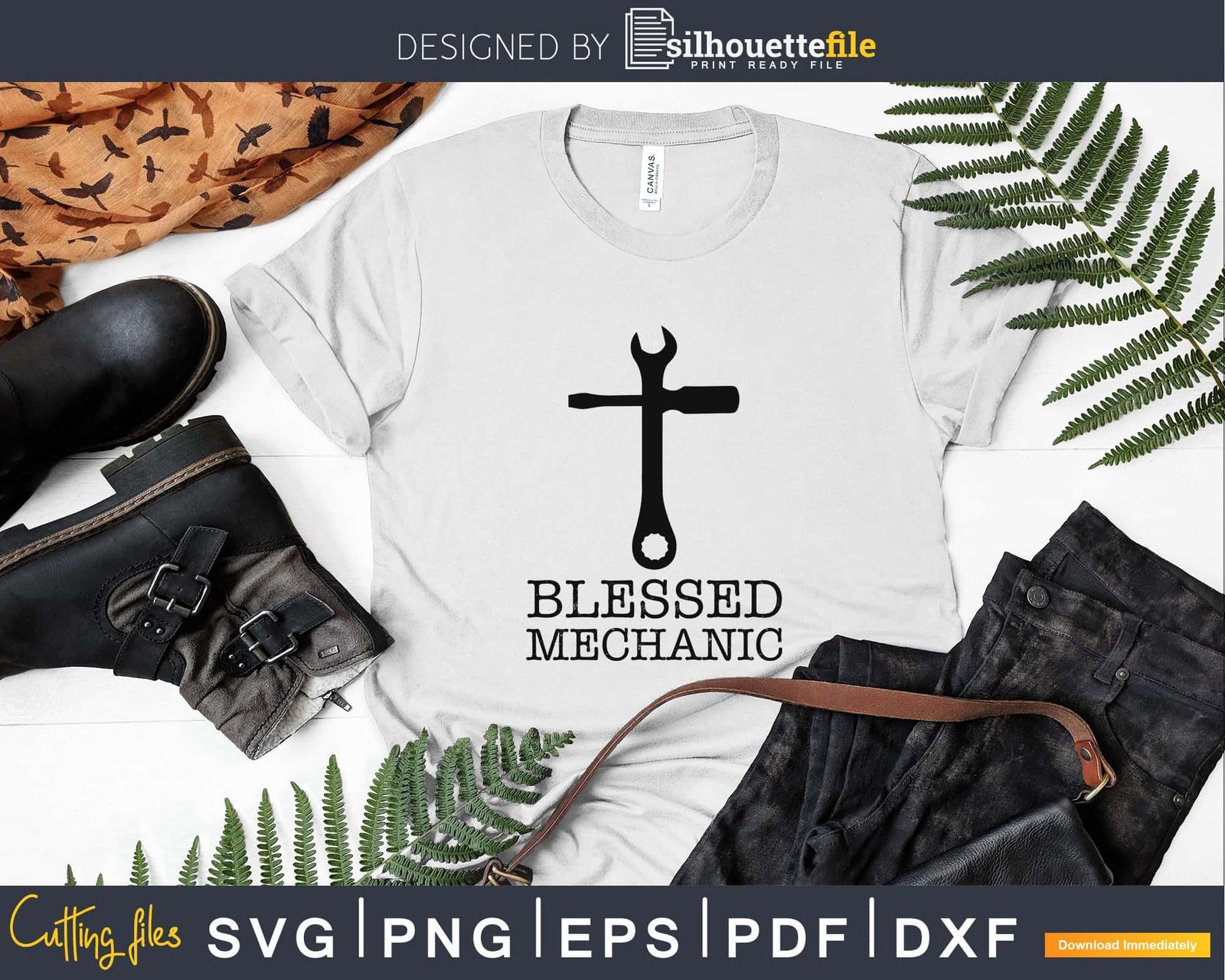 Blessed Mechanic Garage Tool Husband Christian svg png dxf | Silhouettefile