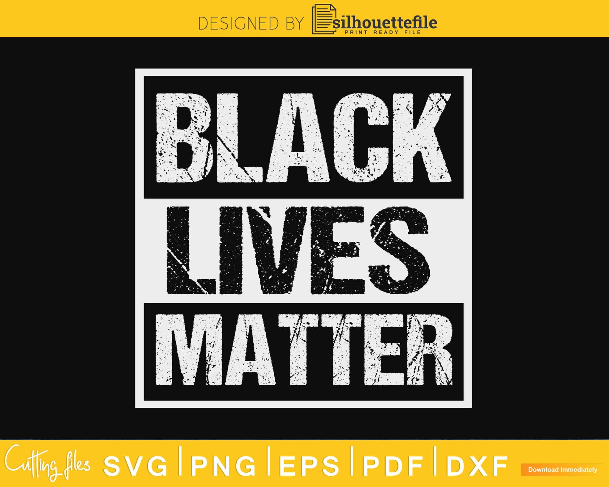 BLM svg Distressed Black Lives Matter craft svg cut file | Silhouettefile