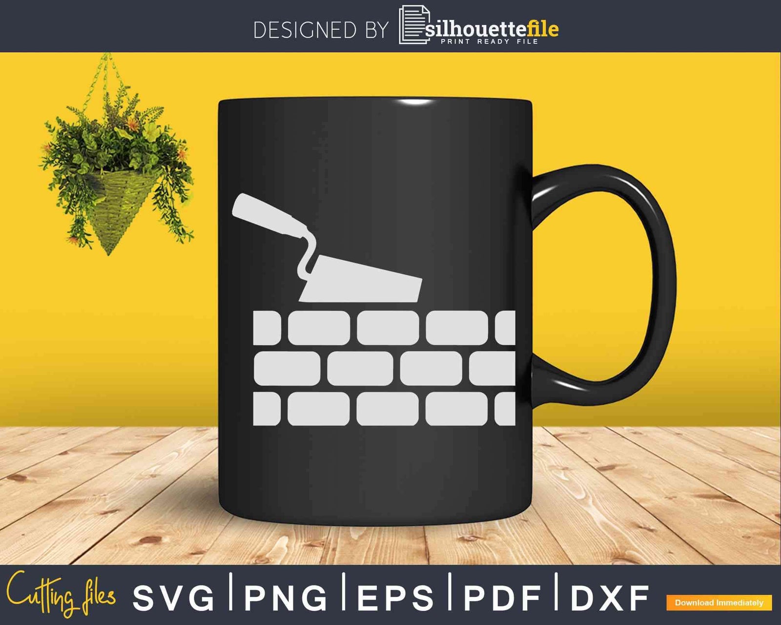 Brick wall with trowel Svg Dxf Cricut Cut Files | Silhouettefile