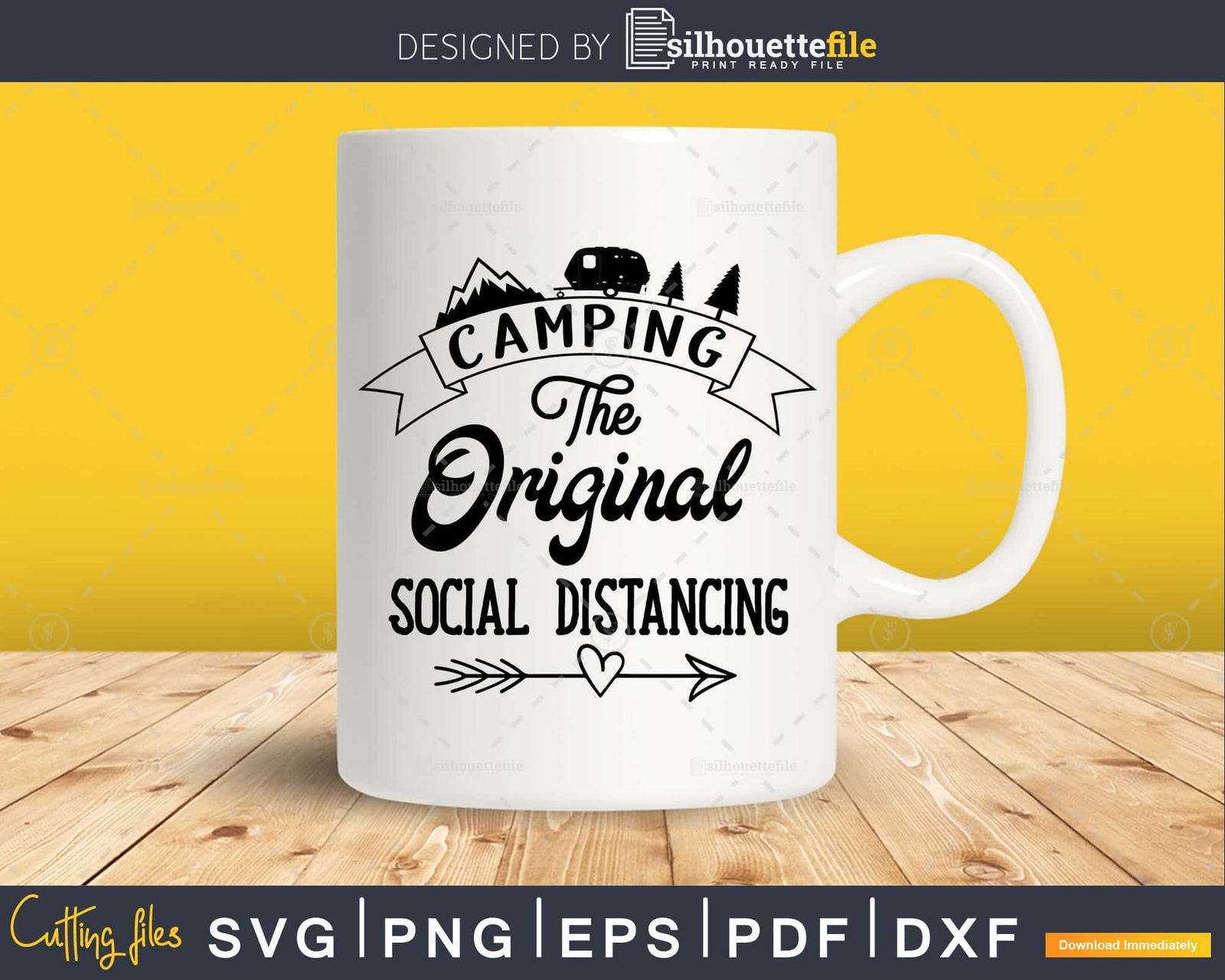 Camping the original social distancing craft cut printable | Silhouettefile