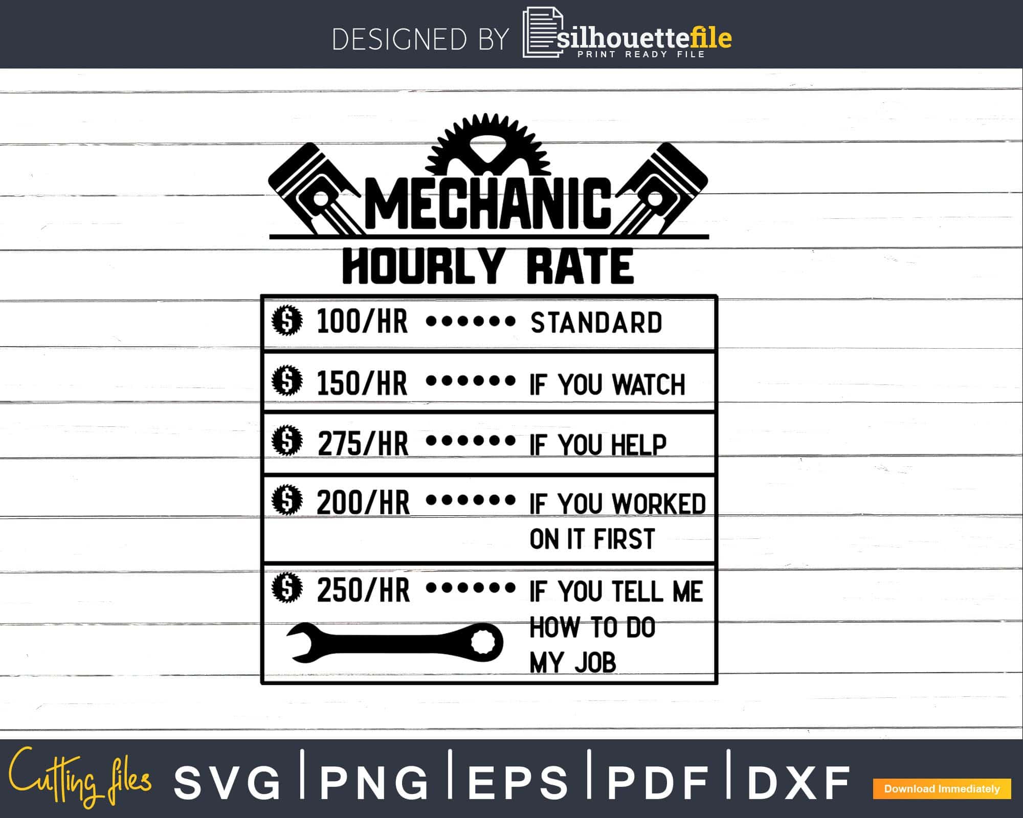 Car mechanic funny hourly rate Svg Png Cricut Cutting Files ...