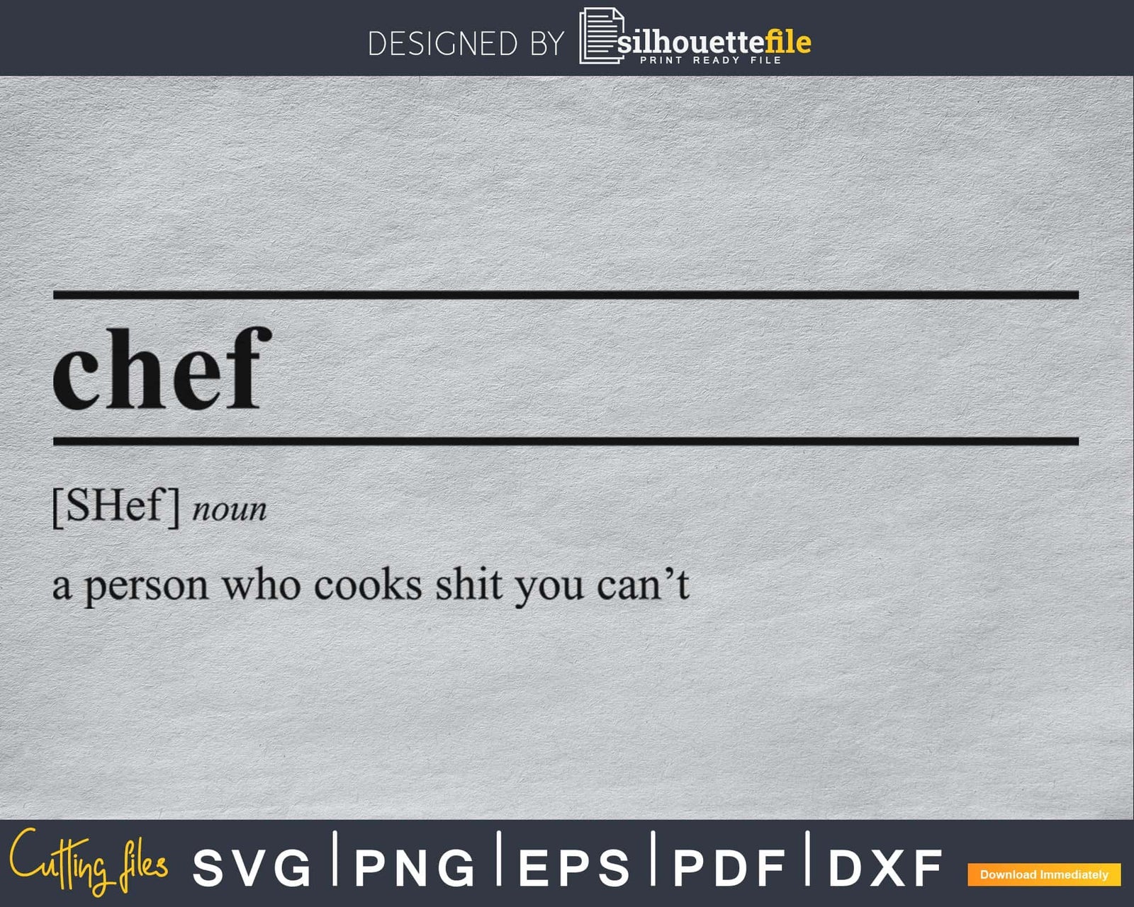 Chef definition svg printable file by Silhouette File | Silhouettefile