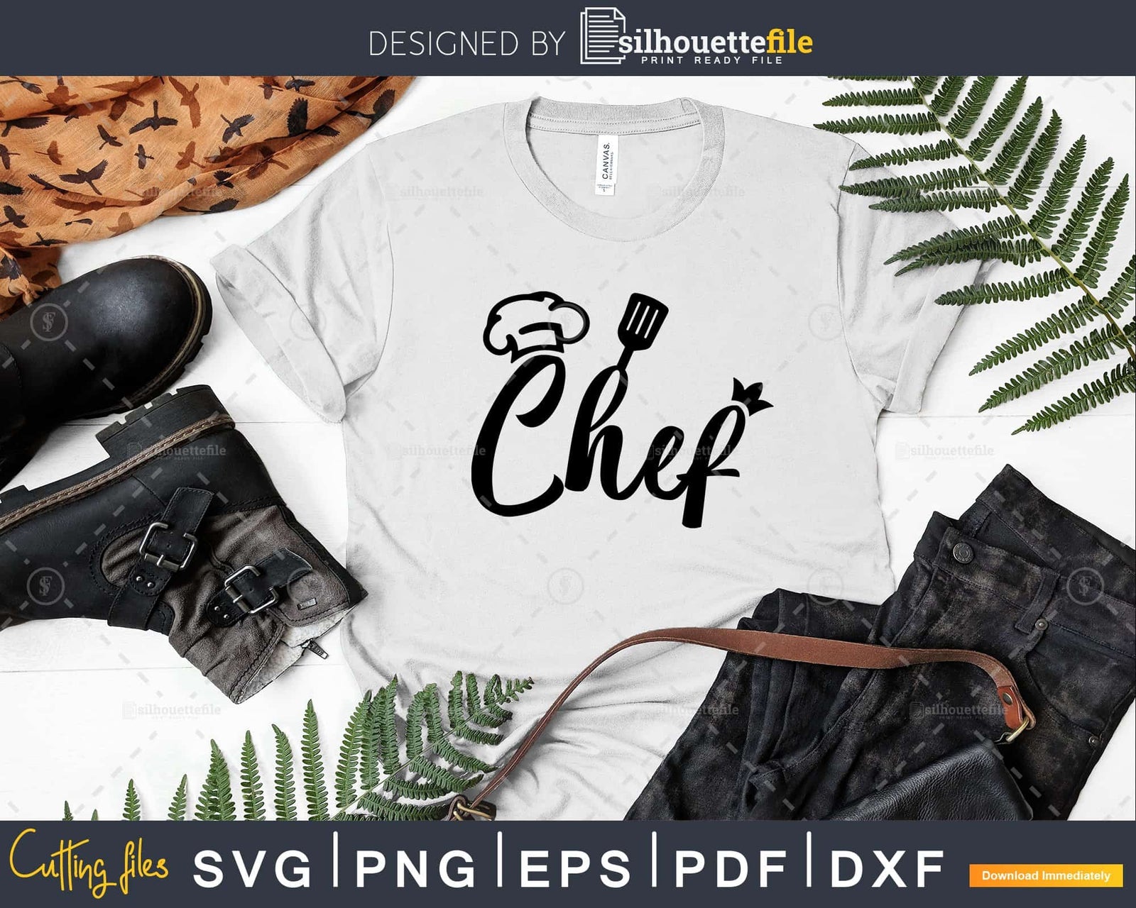 Chef hat spatula svg cricut digital printable cut files | Silhouettefile