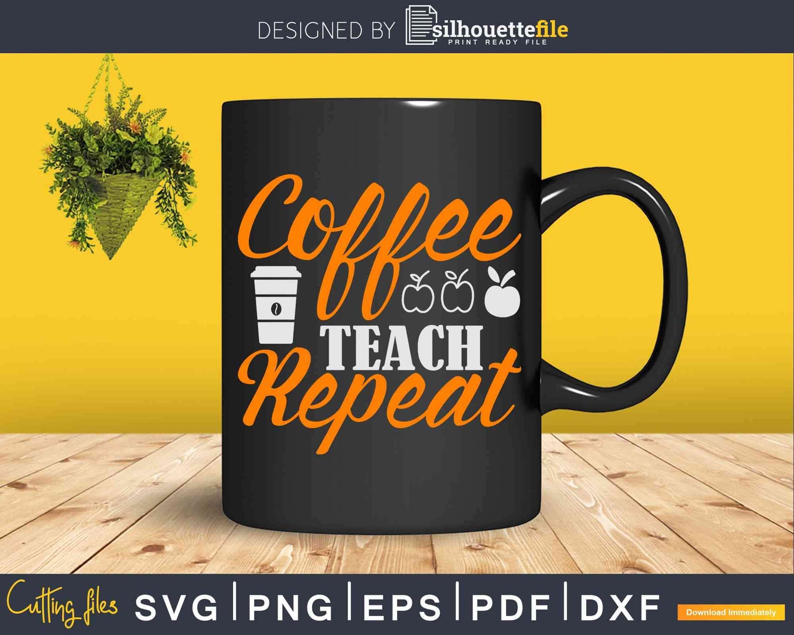Coffee Teach Repeat Svg Dxf Png Cricut Printable Cut Files | Silhouettefile