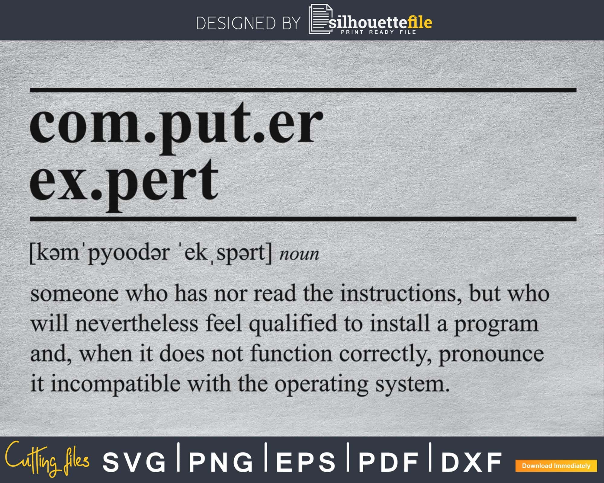 Computer Expert definition svg Printable file by Silhouette File ...