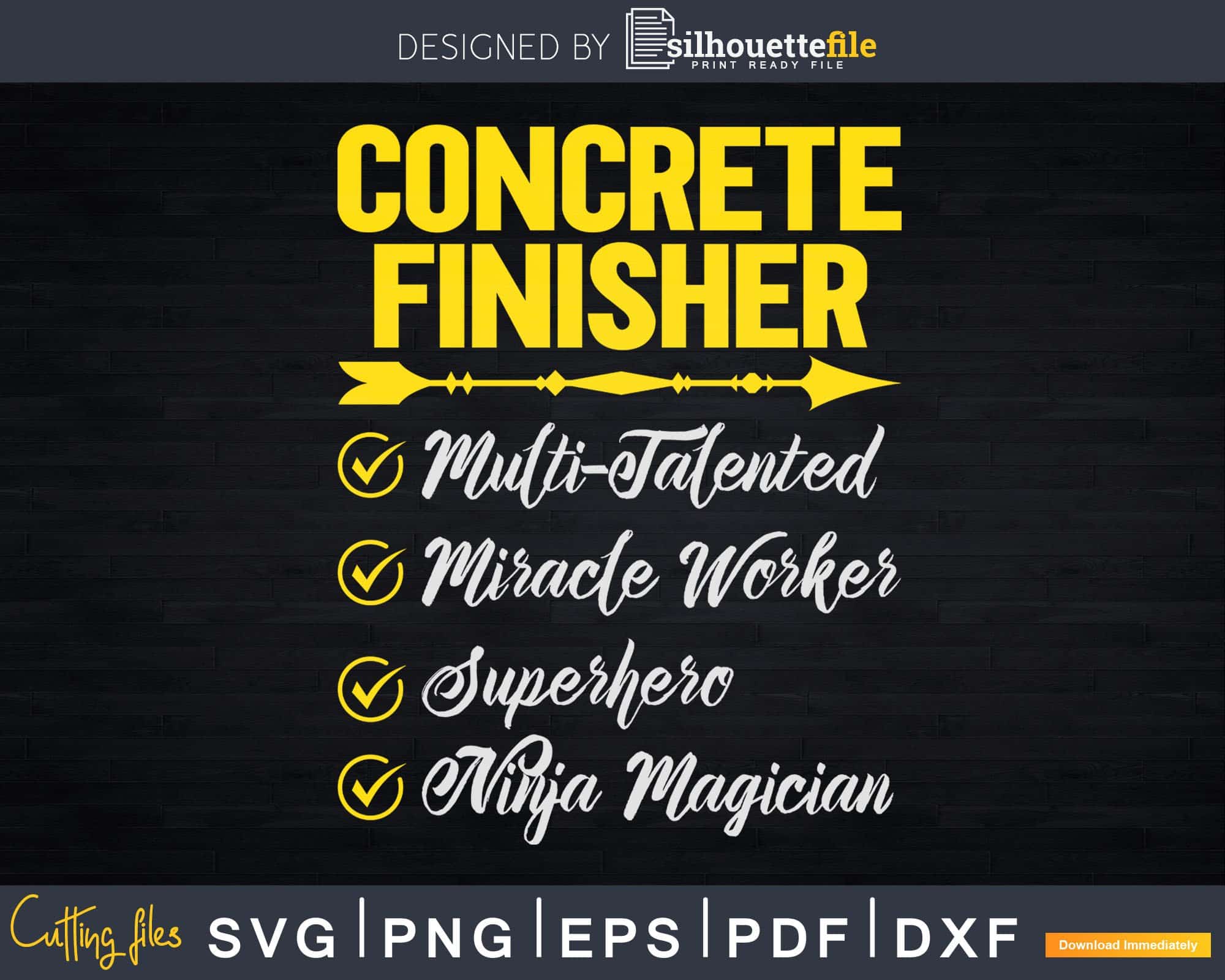 Concrete Finisher Miracle Worker Superhero Ninja Svg Cut | Silhouettefile