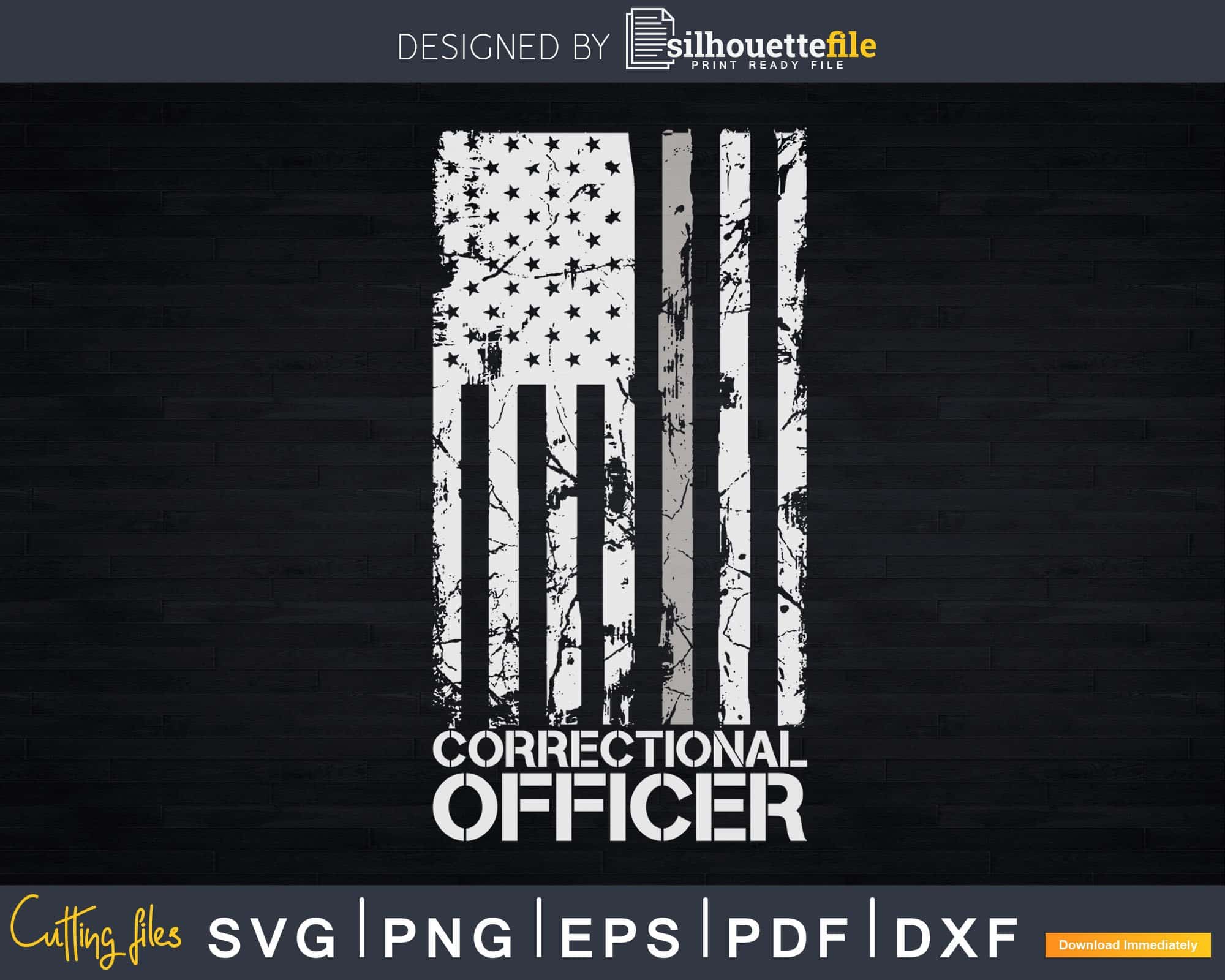 Correctional Officer Thin Silver Line American Flag Svg Dxf Files ...