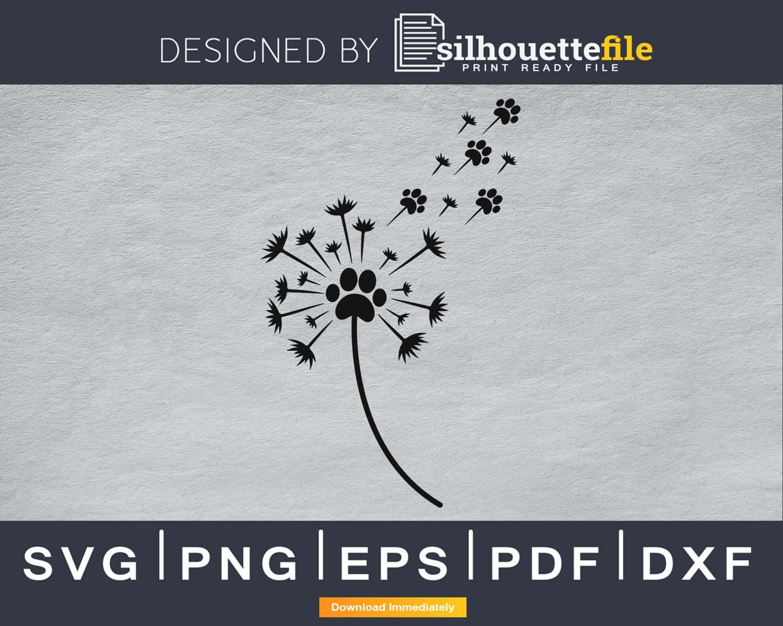 Dandelion Paw Print cat dog svg cricut cut digital cut files ...