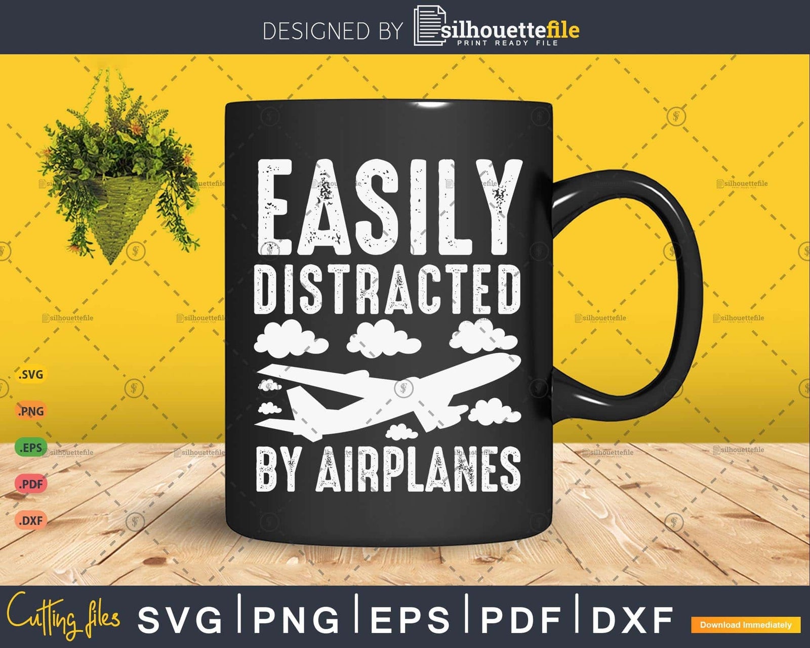 Easily Distracted By Airplanes Aviation Pilot Airplane Lover Svg Files ...