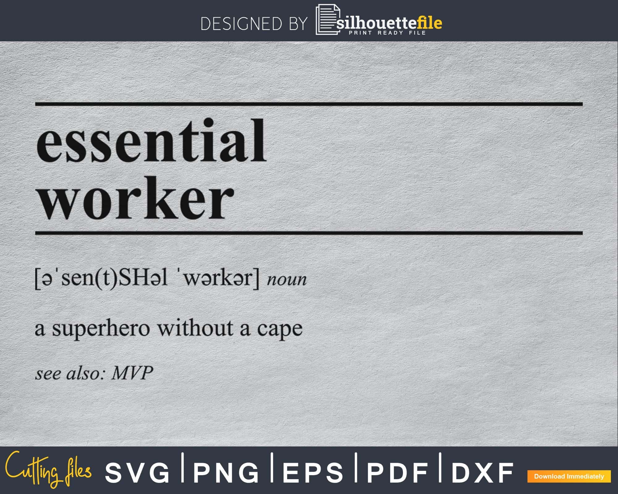 EMS Essential worker definition svg printable cut file by Silhouette ...