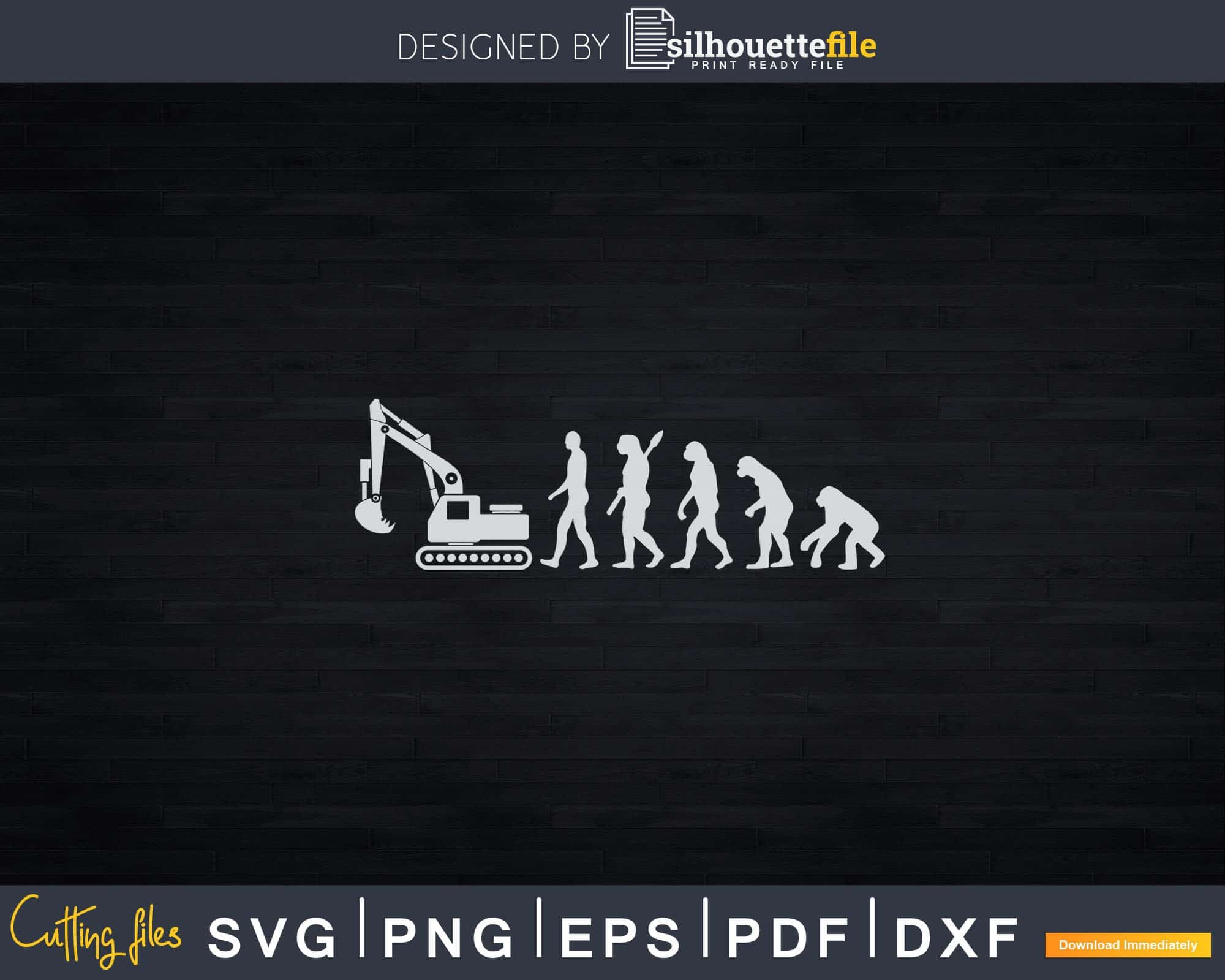 Excavator Driver Evolution Heavy Equipment Operator Svg Dxf Files ...