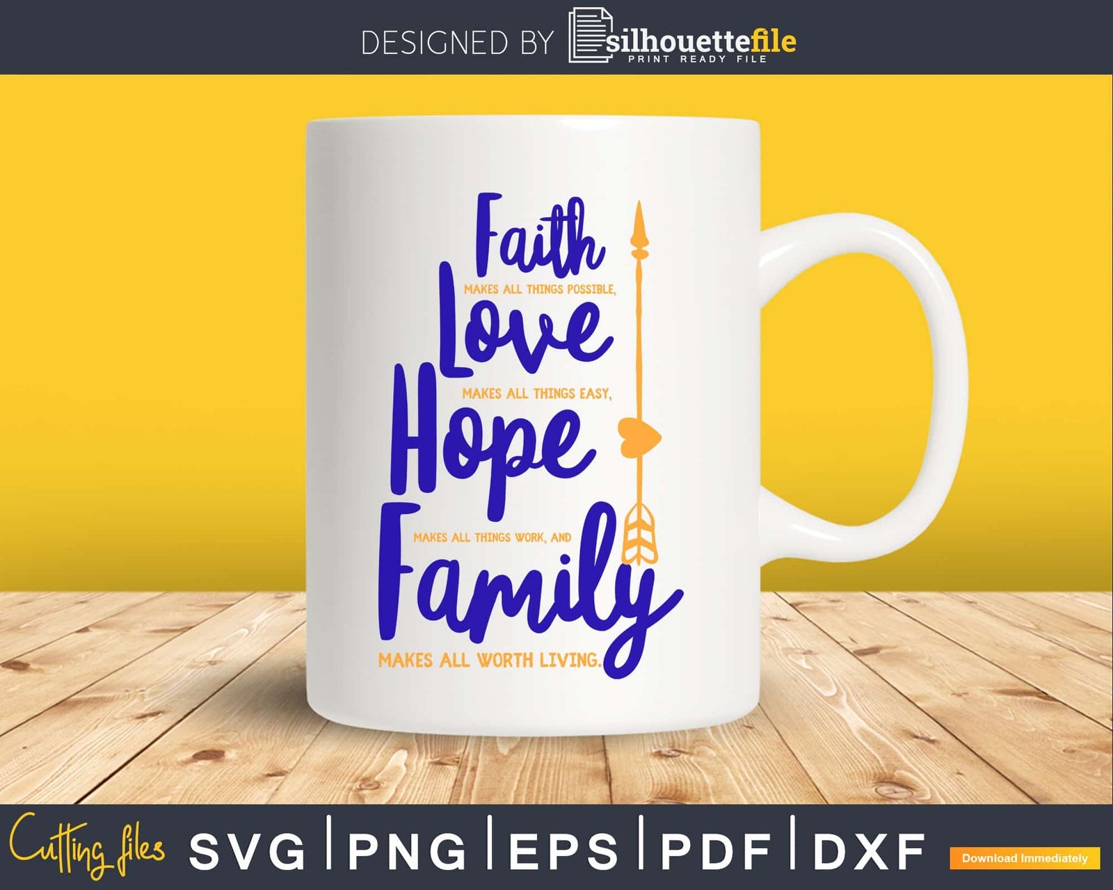 Faith Love Hope Family SVG cricut printable file | Silhouettefile