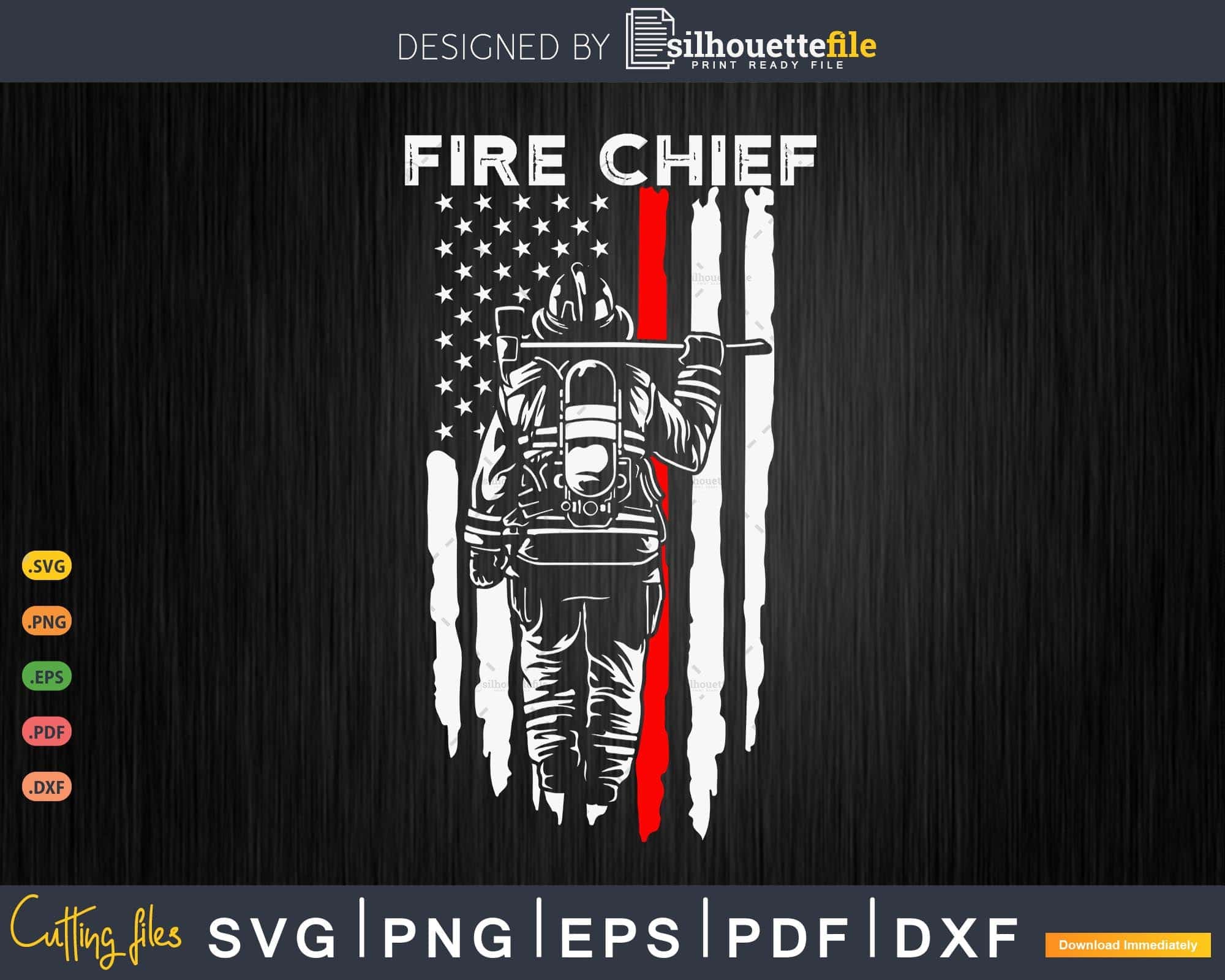 Fire Chief Firefighter Fireman with Flag Gift Svg Png Cricut File ...