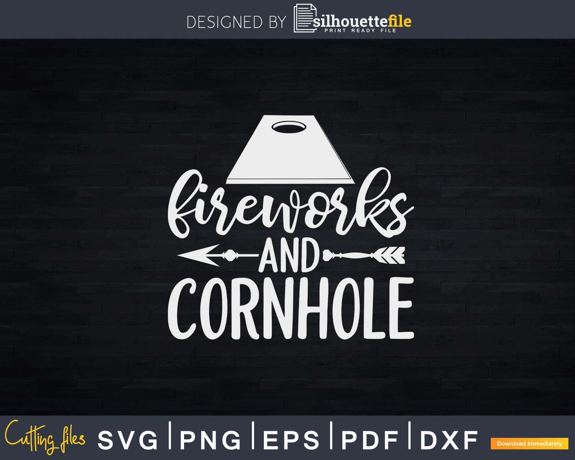 Fireworks and Cornhole Svg Dxf T shirt Design | Silhouettefile