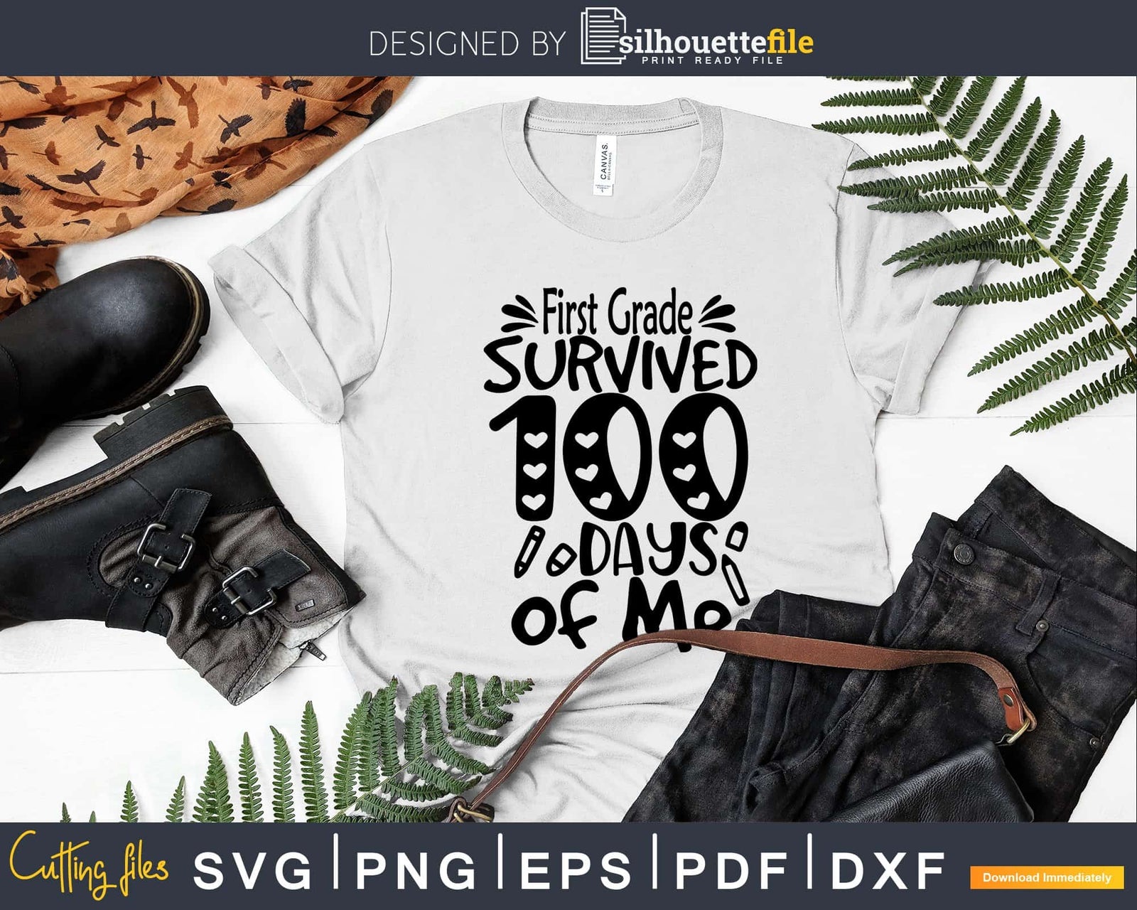 First Grade survived 100 days of me svg designs instant download cut ...
