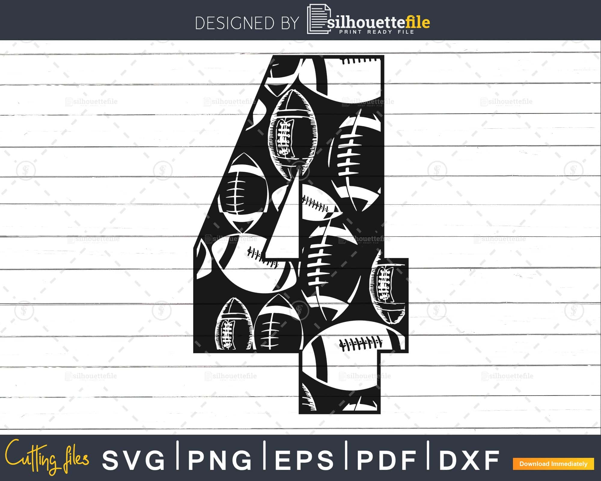 Football Jersey Numbers 4 Svg PNG DXF pdf eps cut files for ...