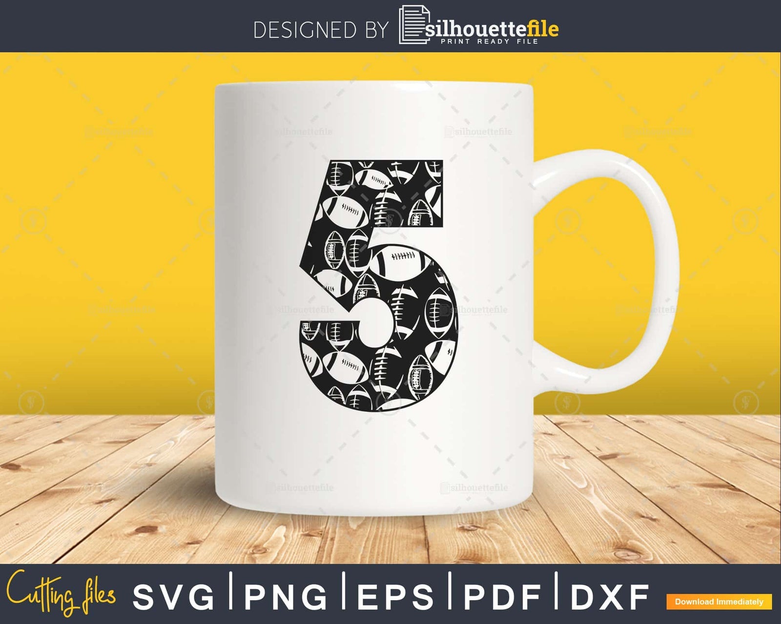 Football Jersey Numbers 5 Svg PNG DXF pdf eps cut files for ...