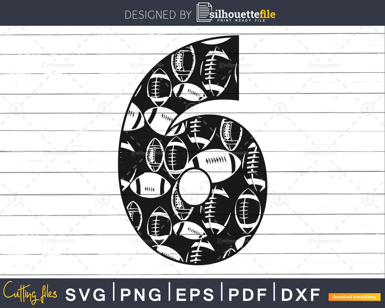 Football Jersey Numbers 6 Svg PNG DXF pdf eps digital cut files ...