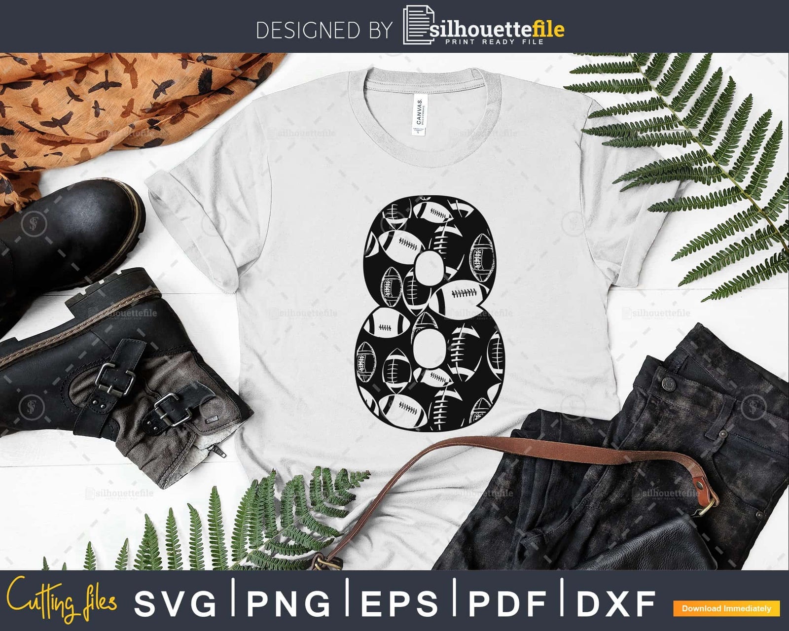 Football Jersey Numbers 8 Svg PNG DXF pdf eps cut files | SilhouetteFile