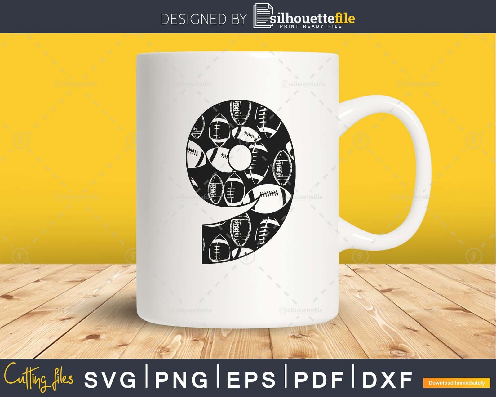 Football Jersey Numbers 9 Svg PNG DXF pdf eps cut files | Silhouettefile