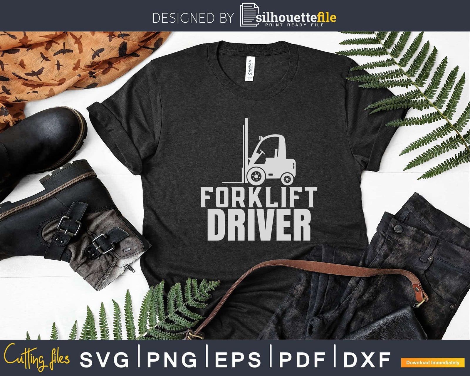 Forklift driver Svg Dxf Cricut Printable Cut Files | Silhouettefile