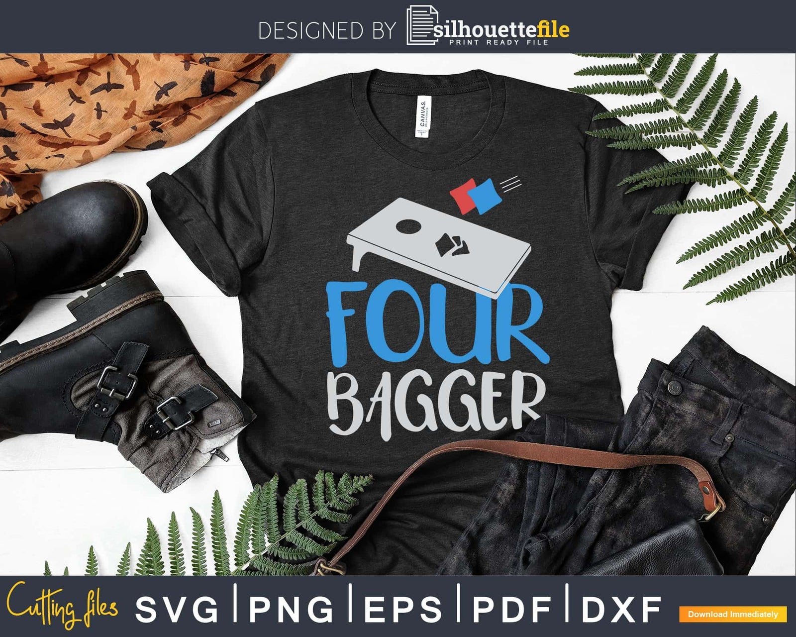 Four Bagger Funny Cornhole Shirt Bean Bag Toss Svg Dxf Png | Silhouettefile