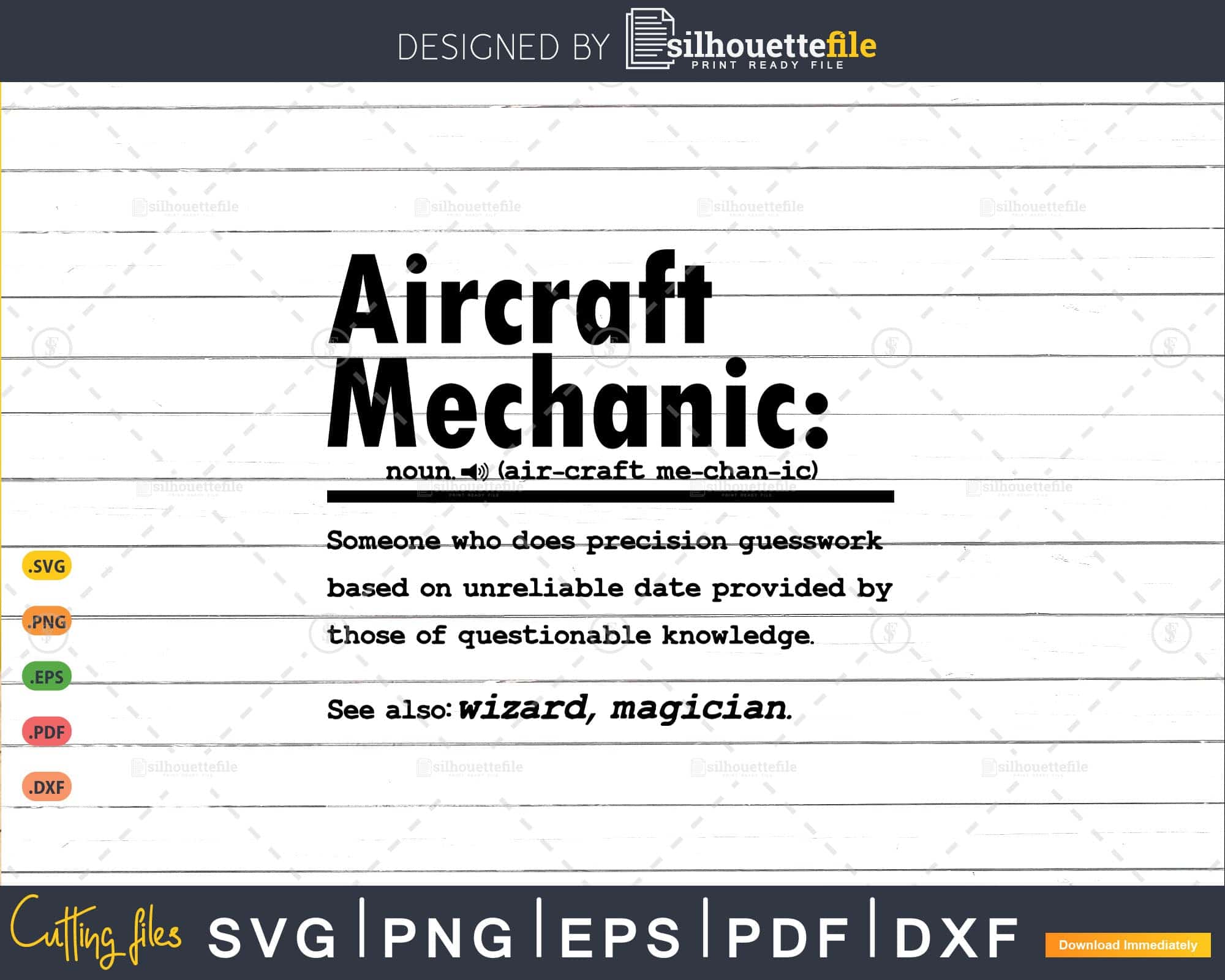 Funny Aircraft Mechanic Definition Graduation Gift For | Silhouettefile