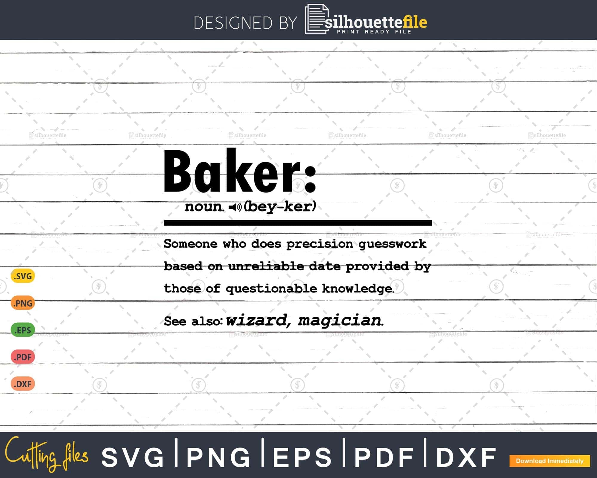 Funny Baker Definition Graduation Gift For Baker Svg Png Crafts File ...