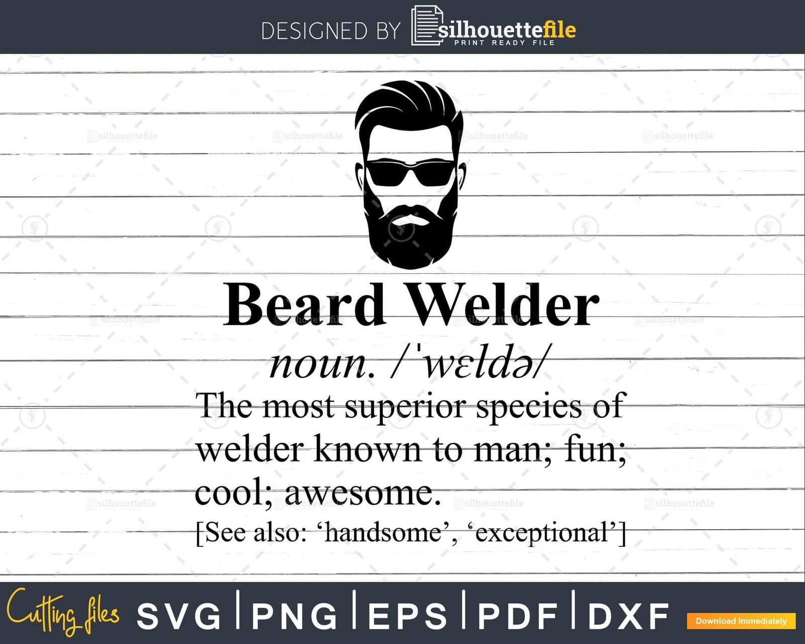 Funny Beard Welder Definition Meaning cricut cut svg | Silhouettefile