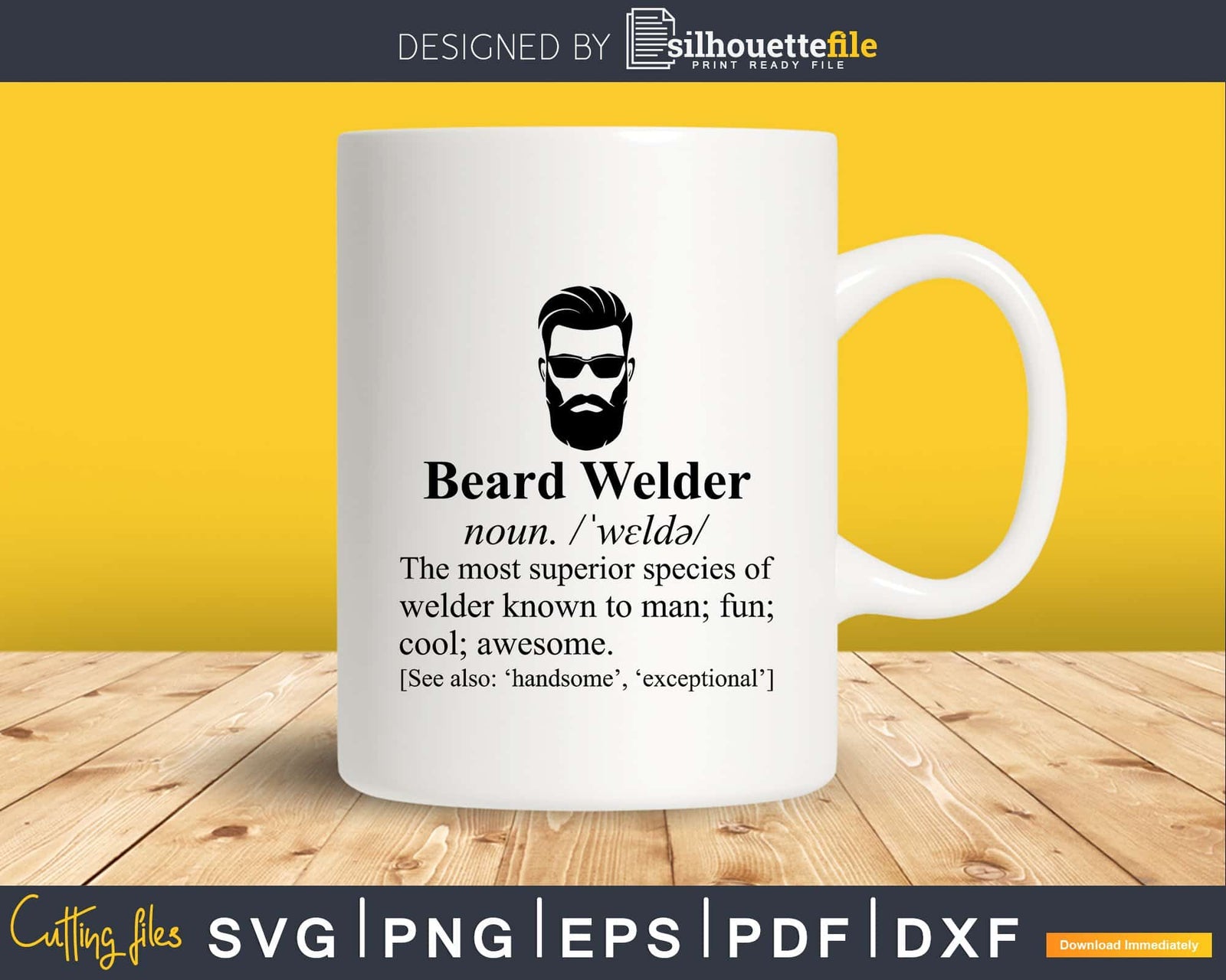Funny Beard Welder Definition Meaning cricut cut svg | Silhouettefile