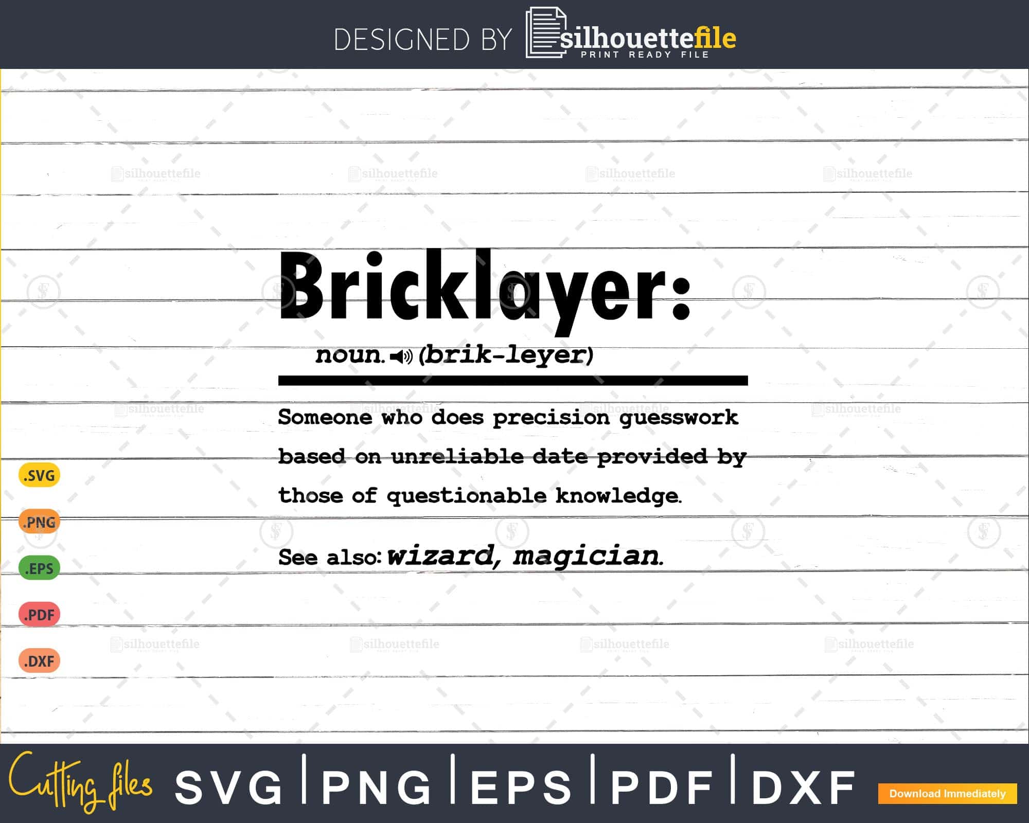 Funny Bricklayer Definition Graduation Gift For Bricklayer Svg Cut File ...