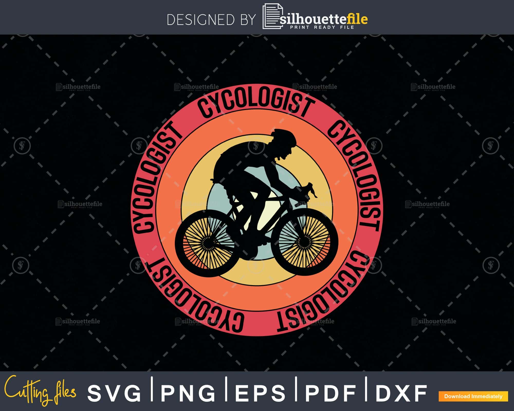 Funny Cycologist MTB Biking svg printable cut file | Silhouettefile