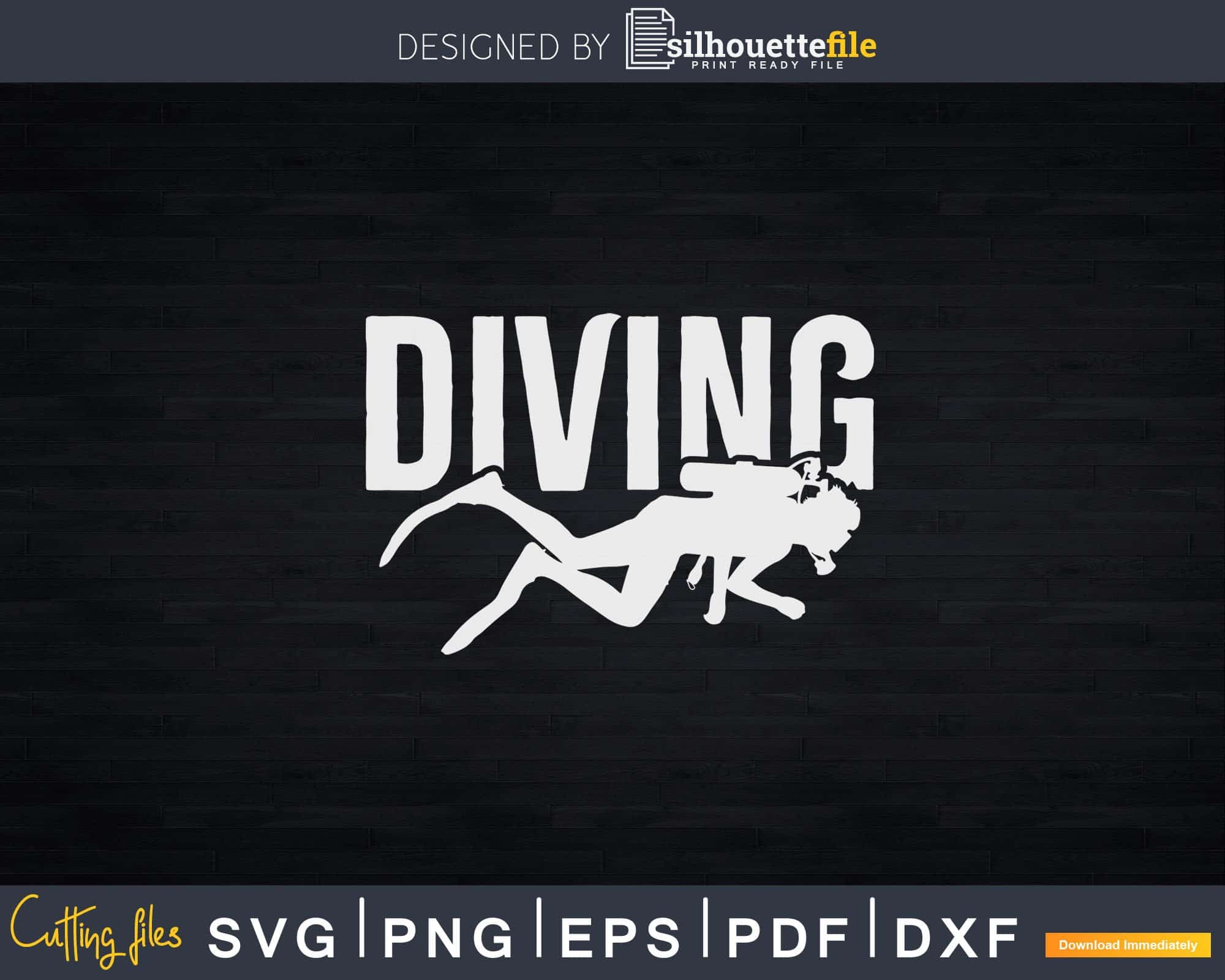 Funny Diving Scuba Divers Png Svg Dxf Cut Files | Silhouettefile