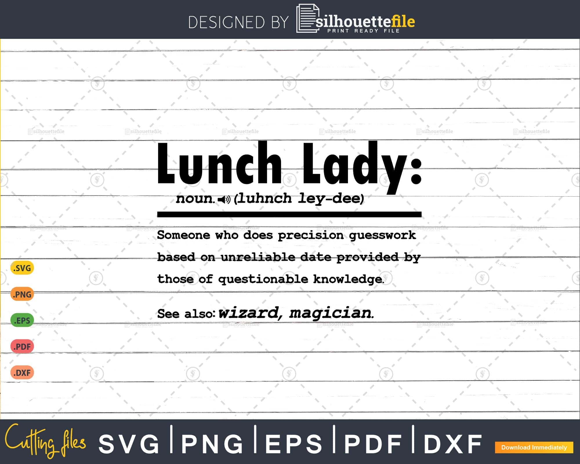 Funny Lunch Lady Definition Graduation Gift For Lunch Lady Svg Cut File ...