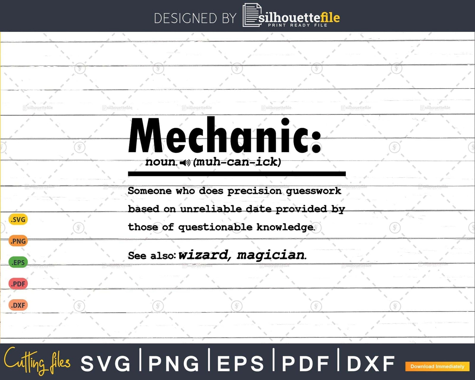 Funny Mechanic Definition Graduation Gift For Mechanic Svg Cricut File ...