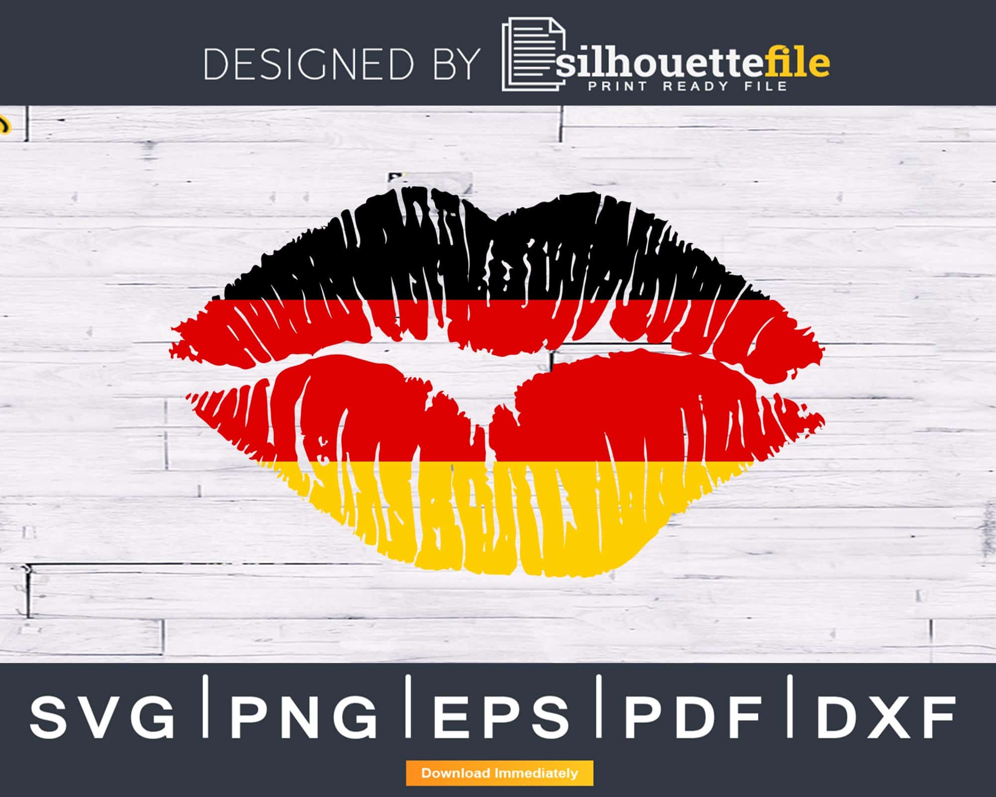 German Girl Lips flag Germany Day svg png cricut printable | Silhouettefile