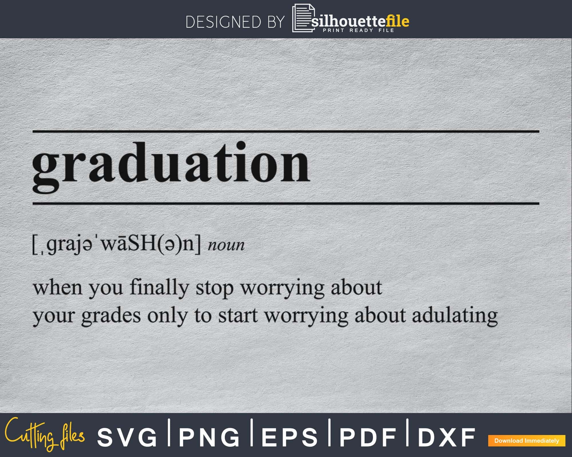 Graduation definition svg printable cricut craft file by Silhouette ...